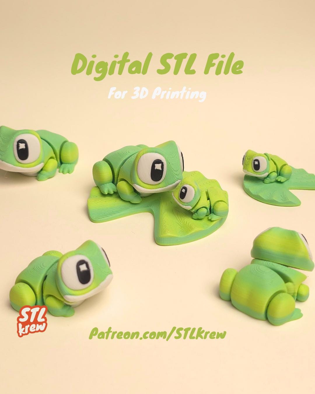 Cute Frog Articulated 3MF/STL File for 3d Printing- Toado No Support ...