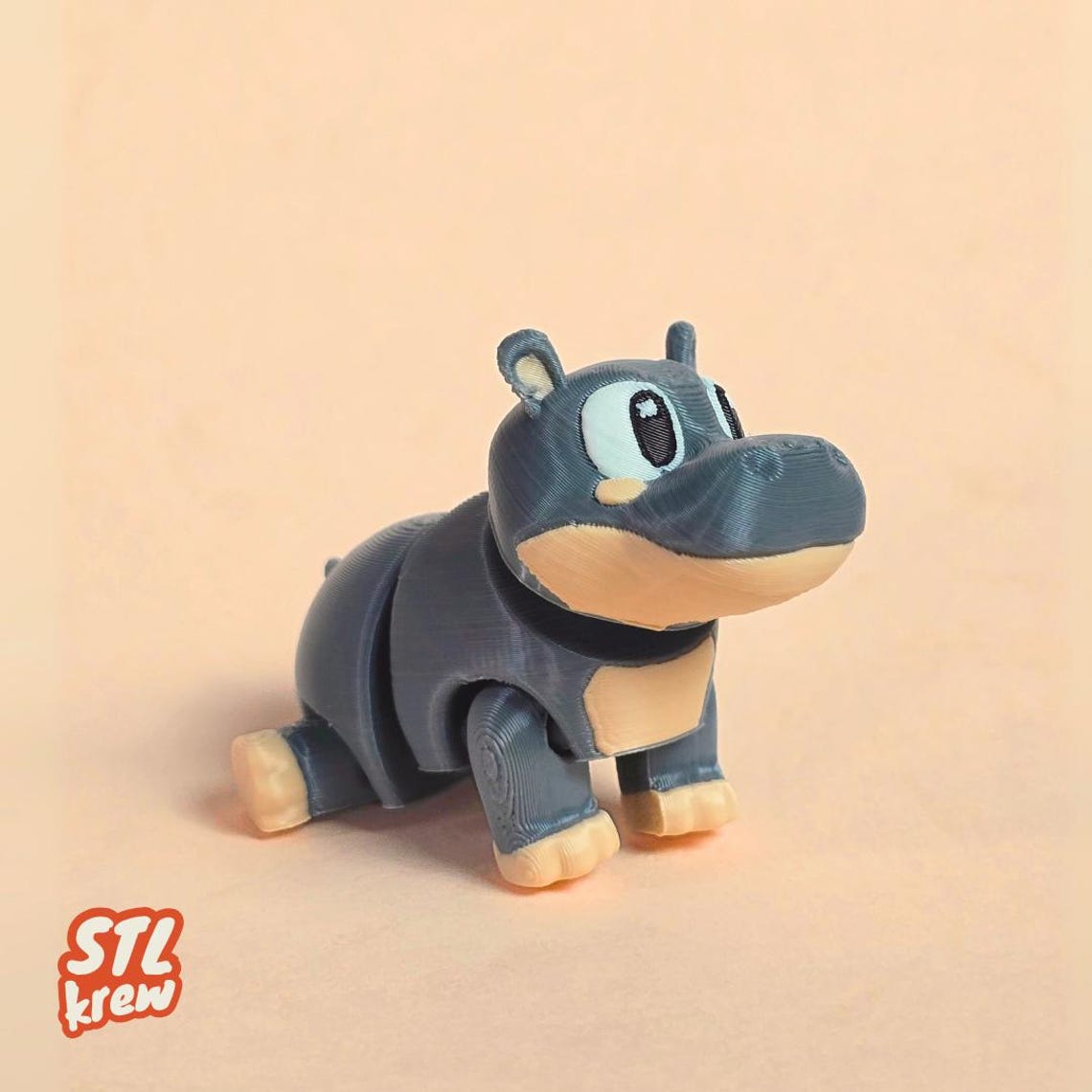 Cute Hippo - Hippopotamus STL/3MF 3d Printing File. Articulated, Print ...