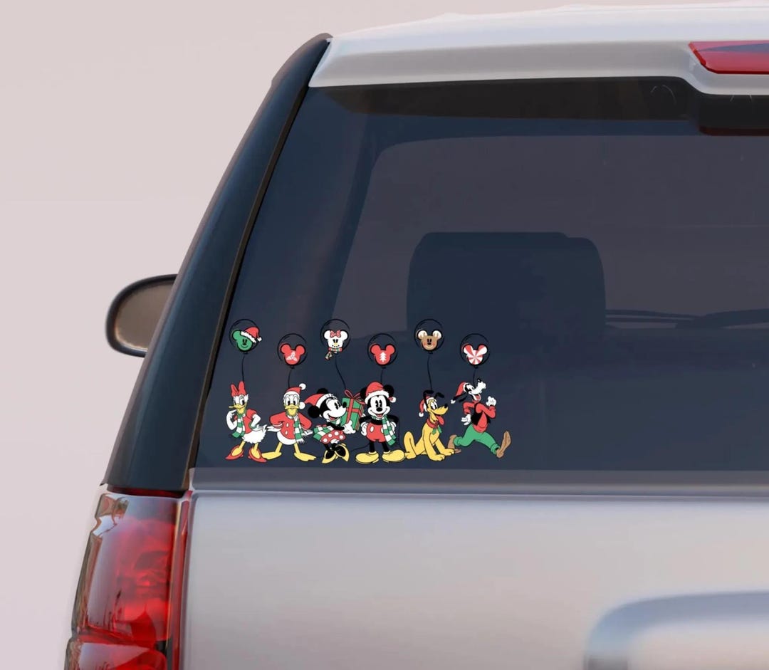 Mickey and Friend Car Decal, Disney Christmas Sticker, Bumper Window ...