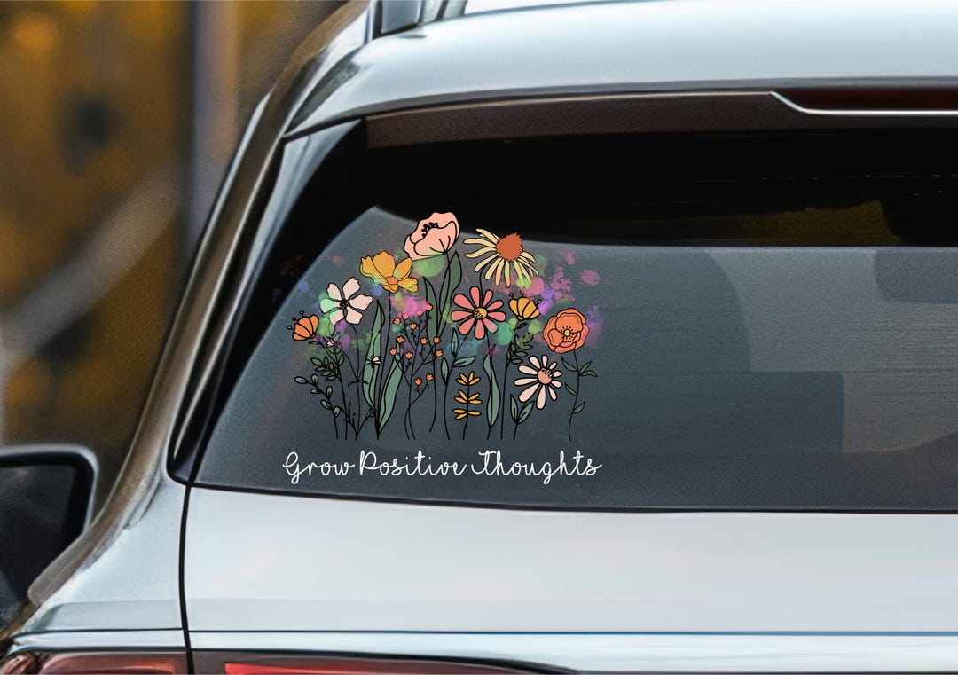 Wildflower Car Decal, Wildflower Vinyl Decal, Grow Positive Thoughts ...