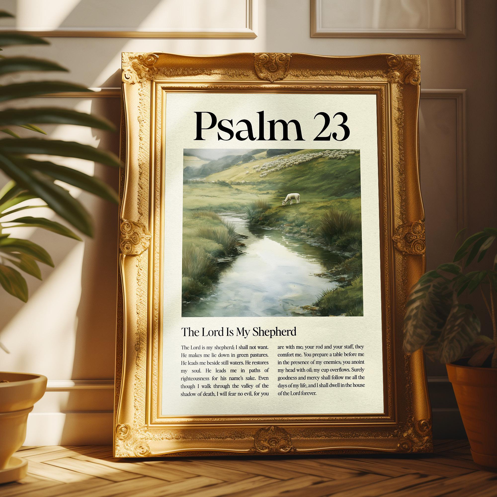 Psalm 23 Verse Poster, Christian Wall Art, Inspirational Wall Art ...