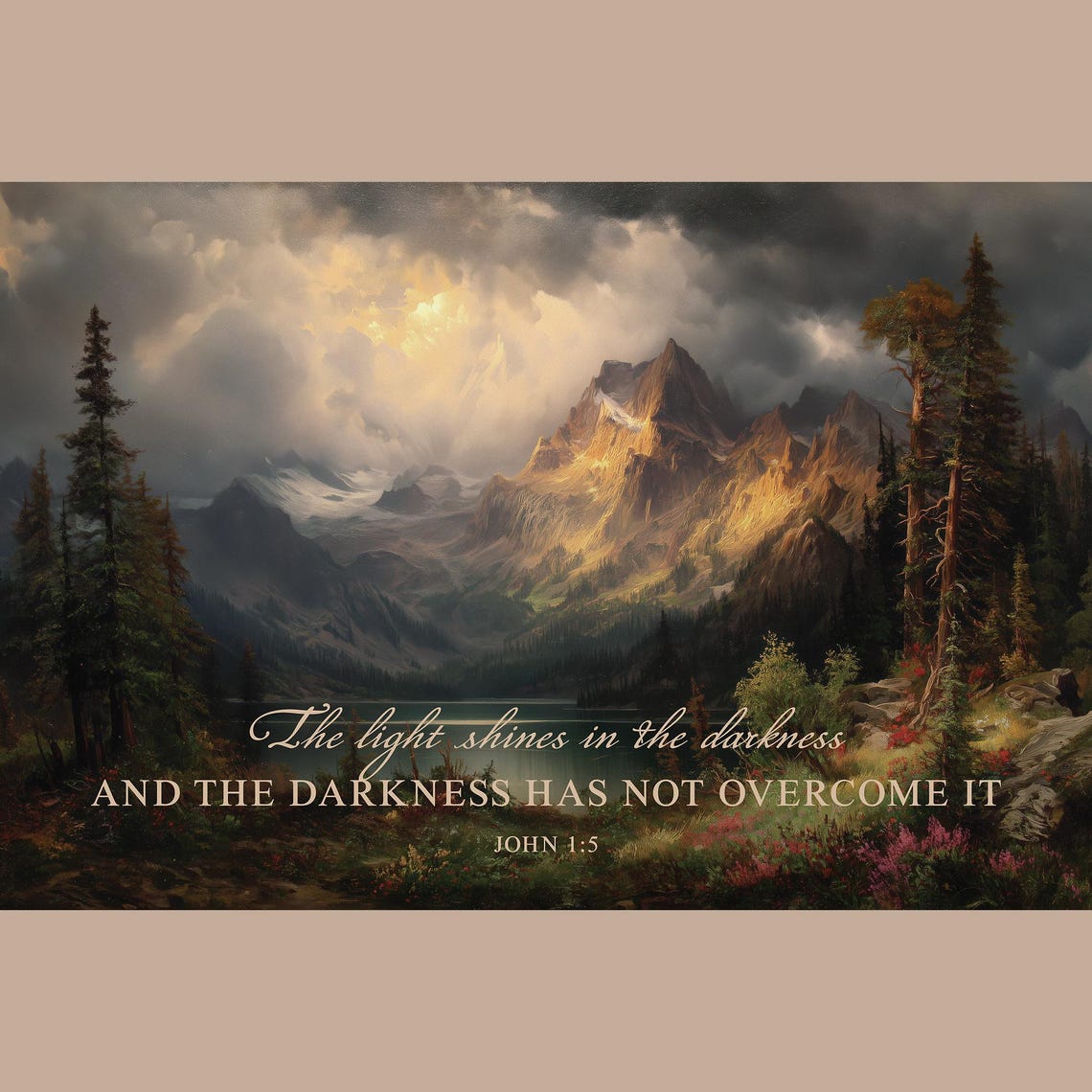 John 1:5 Light in Darkness Print, Christian Wall Art, Scripture Poster ...