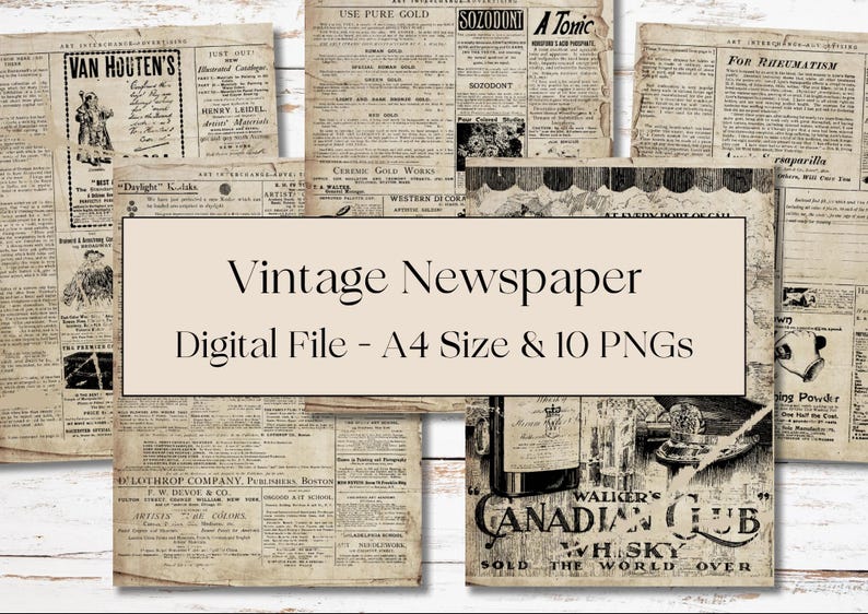 Vintage Newspaper Ephemera | Printable Antique Newspaper Pages | Junk ...