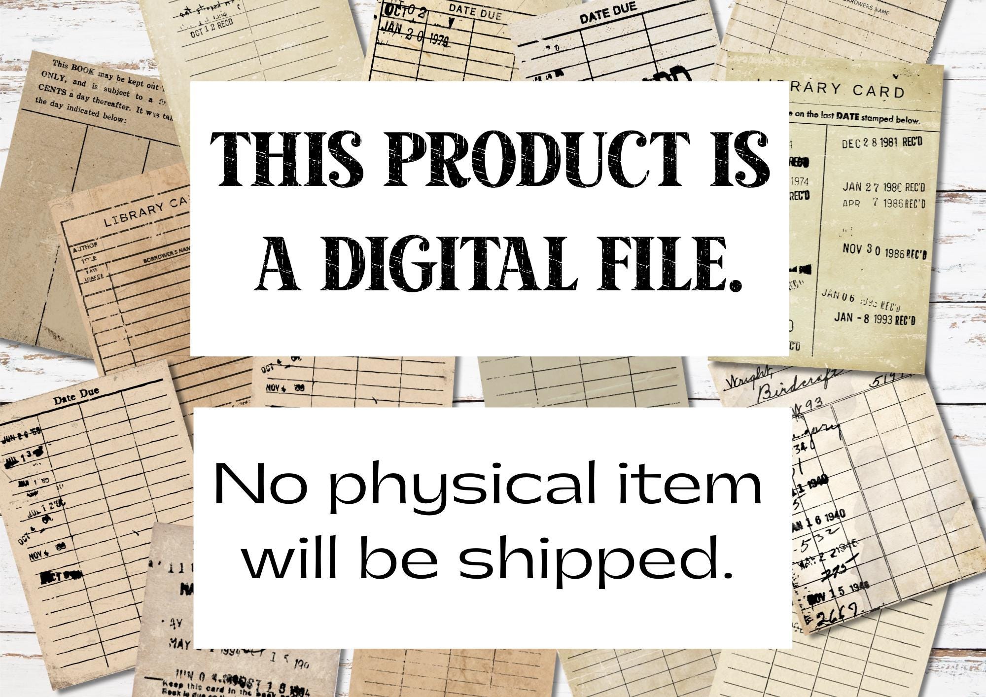 Vintage Library Card Printable | Retro Checkout Cards for Journals ...