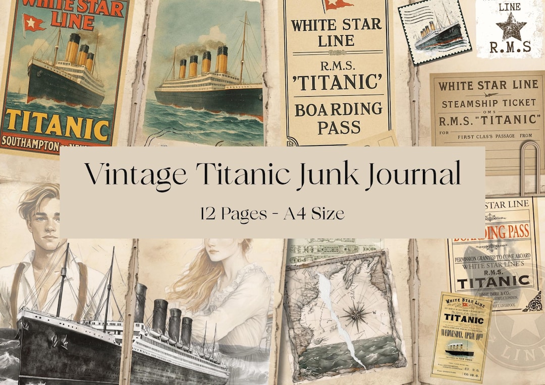 Titanic Junk Journal Kit: Vintage Ephemera, Collage Pages (digital ...