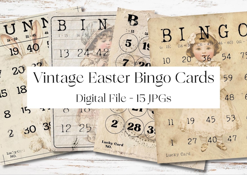 Vintage Easter Bunny Bingo Cards | Printable Collage Sheet (digital ...