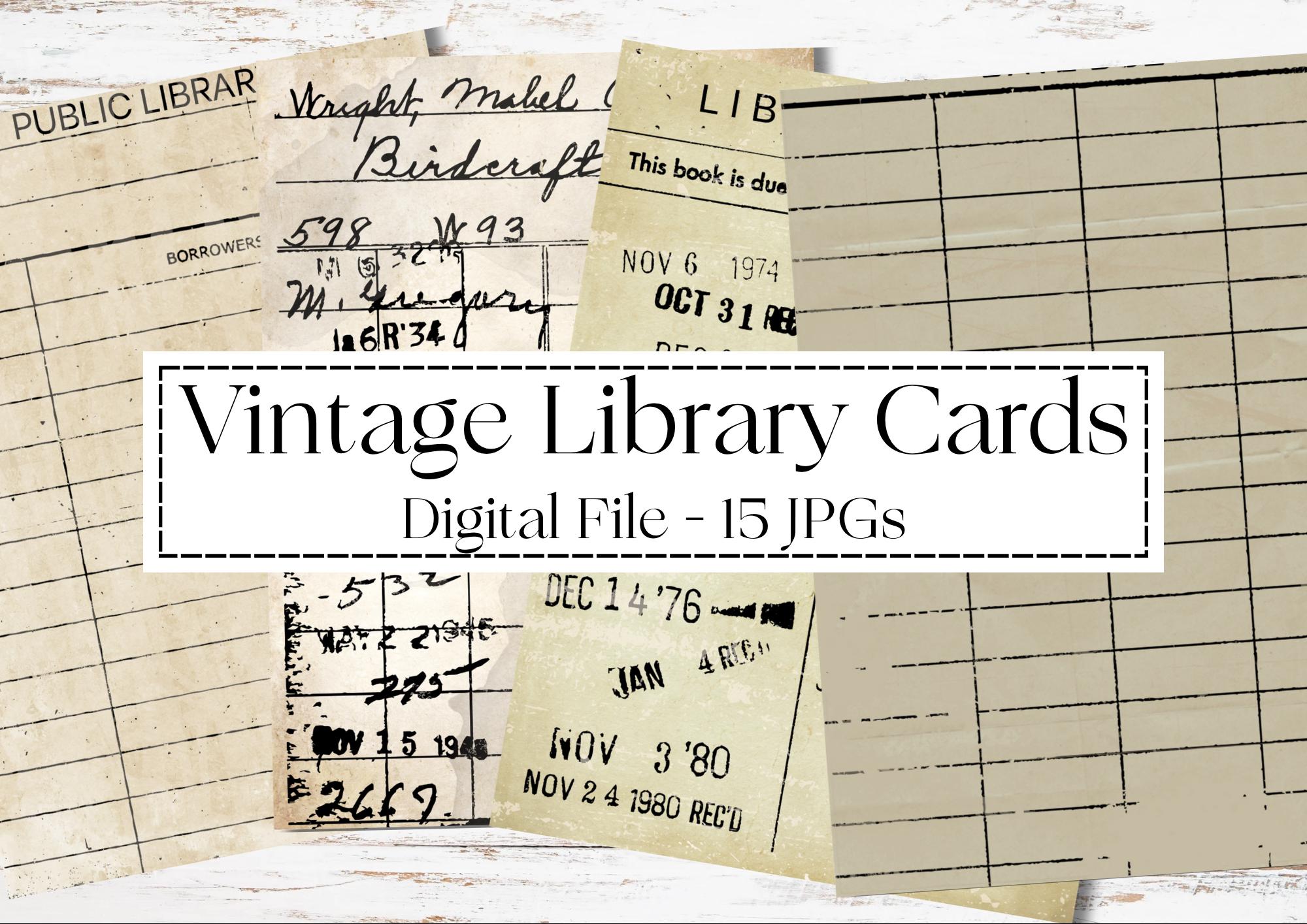 Vintage Library Card Printable | Retro Checkout Cards for Journals ...