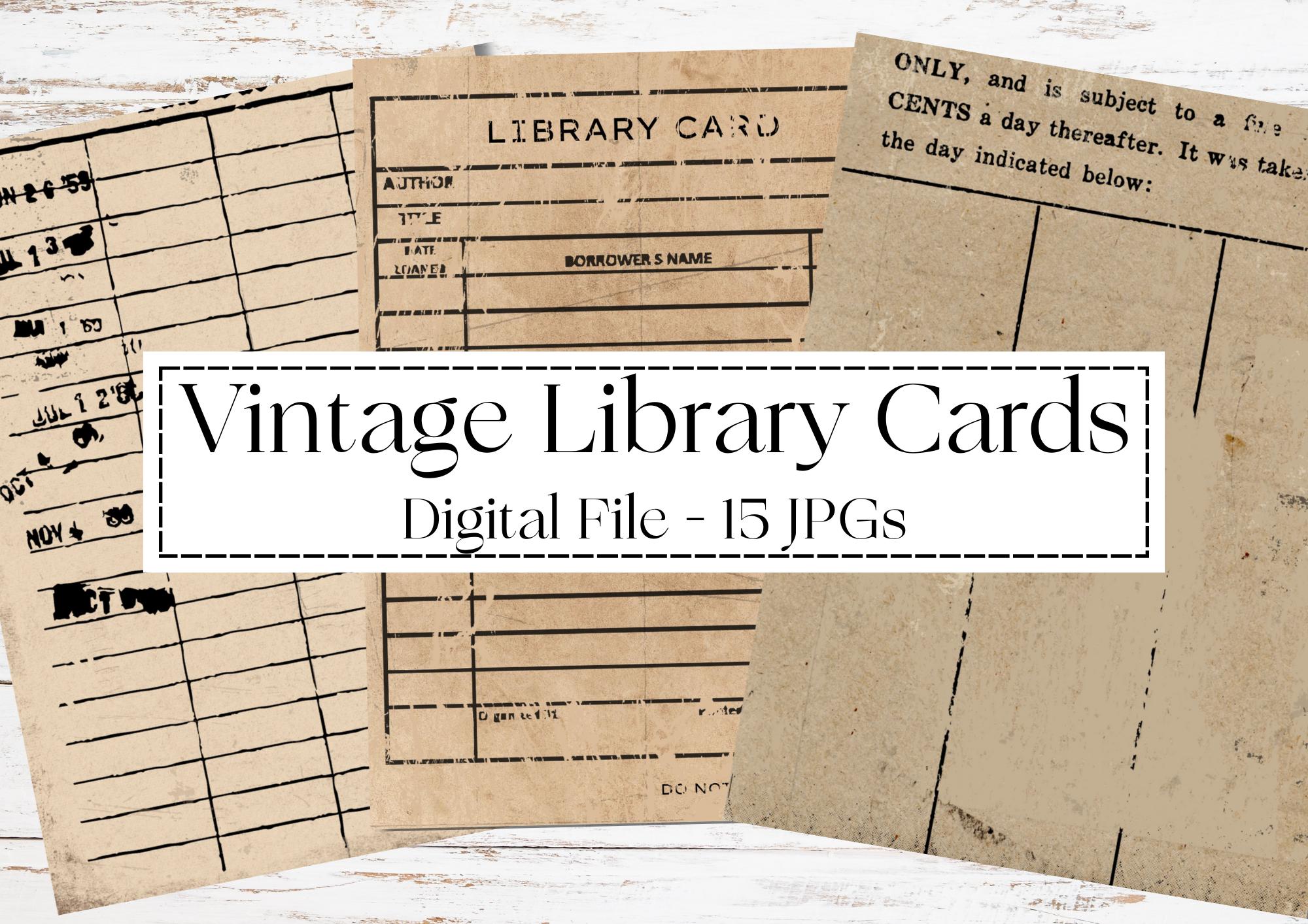 Vintage Library Card Printable | Retro Checkout Cards for Journals ...