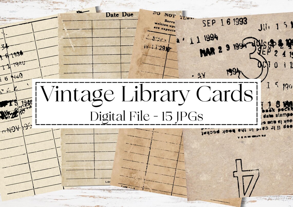 Vintage Library Card Printable | Retro Checkout Cards for Journals ...