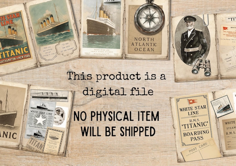 Titanic Junk Journal Kit: Vintage Ephemera, Collage Pages (digital ...