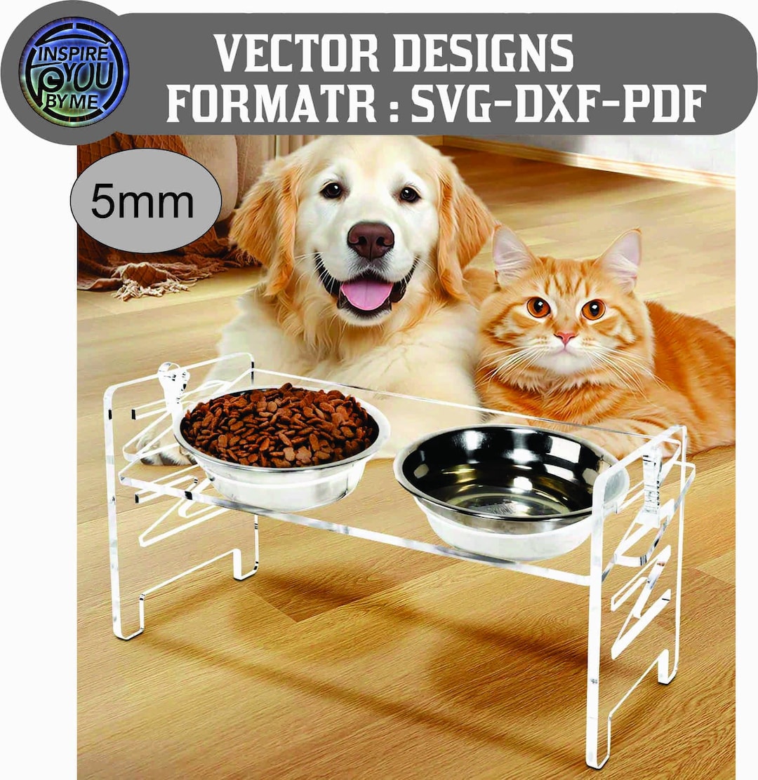 Acrylic Elevated Dog Bowl Stand: Adjustable Height, Tilted Design ...