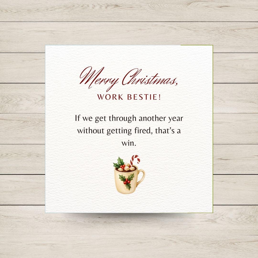 Work Bestie Christmas Card, Printable, Funny Office Holiday Card ...