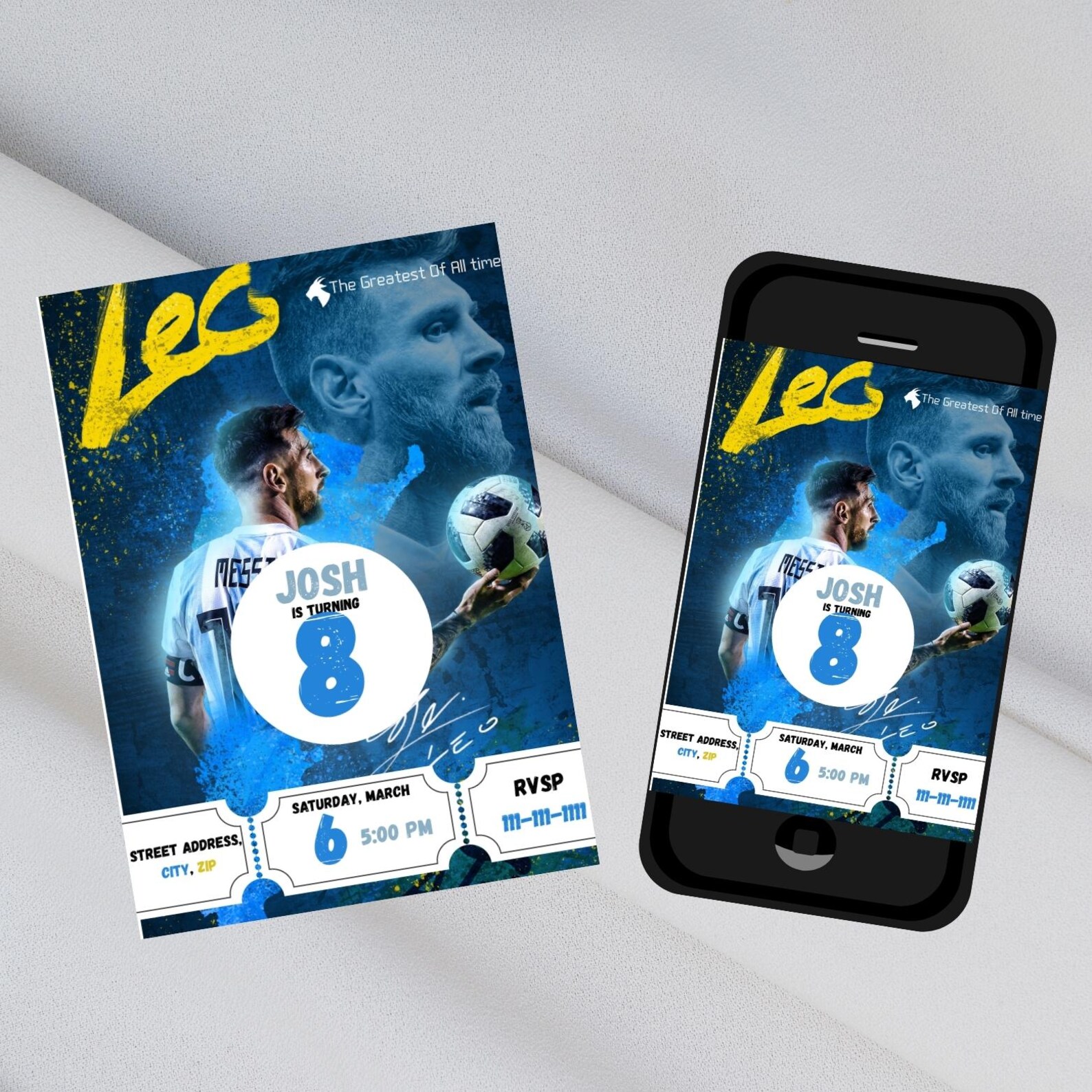 Lionel Messi Birthday Invitation: Soccer Party, Editable Template ...