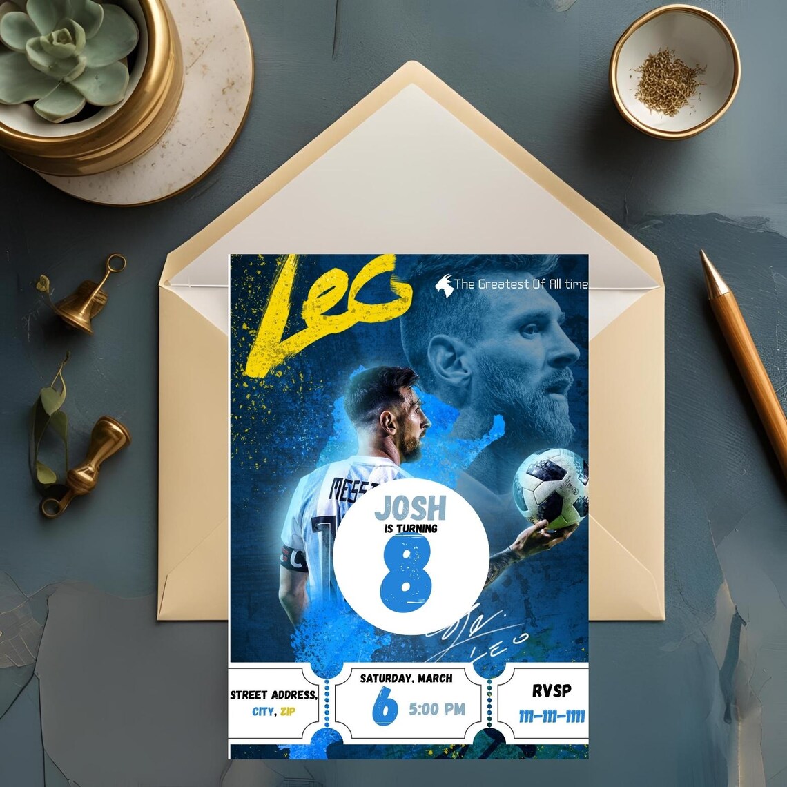 Lionel Messi Birthday Invitation: Soccer Party, Editable Template ...