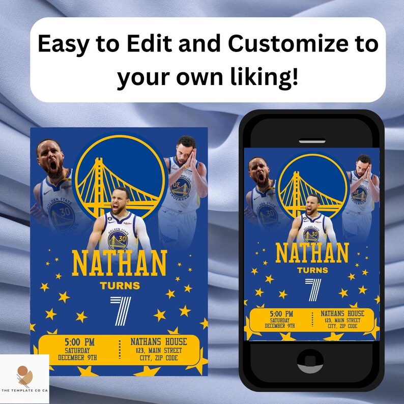 Stephen Curry Birthday Invitation: Golden State Warriors Party (digital ...