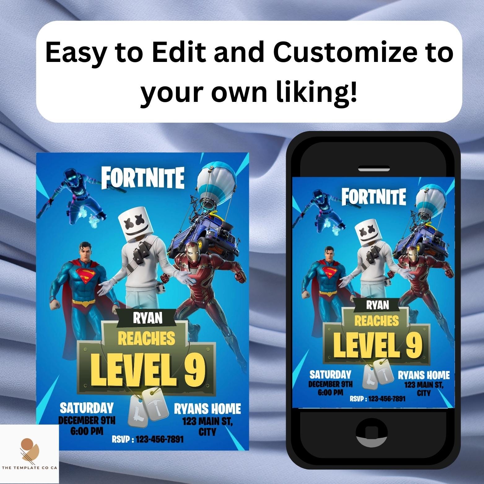 Editable Gamer Birthday Invitation: Battle Royale Party (digital ...