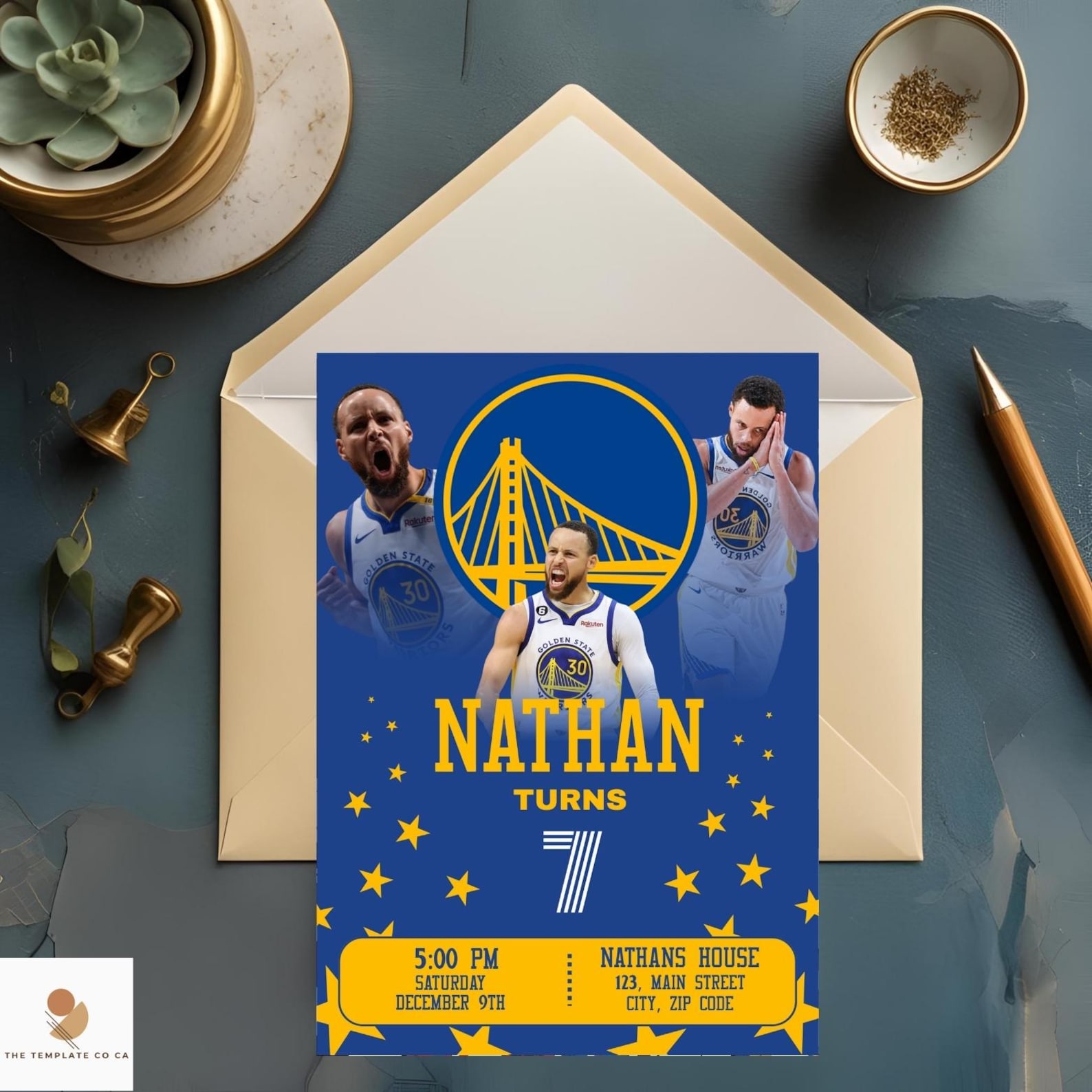 Stephen Curry Birthday Invitation: Golden State Warriors Party (digital ...