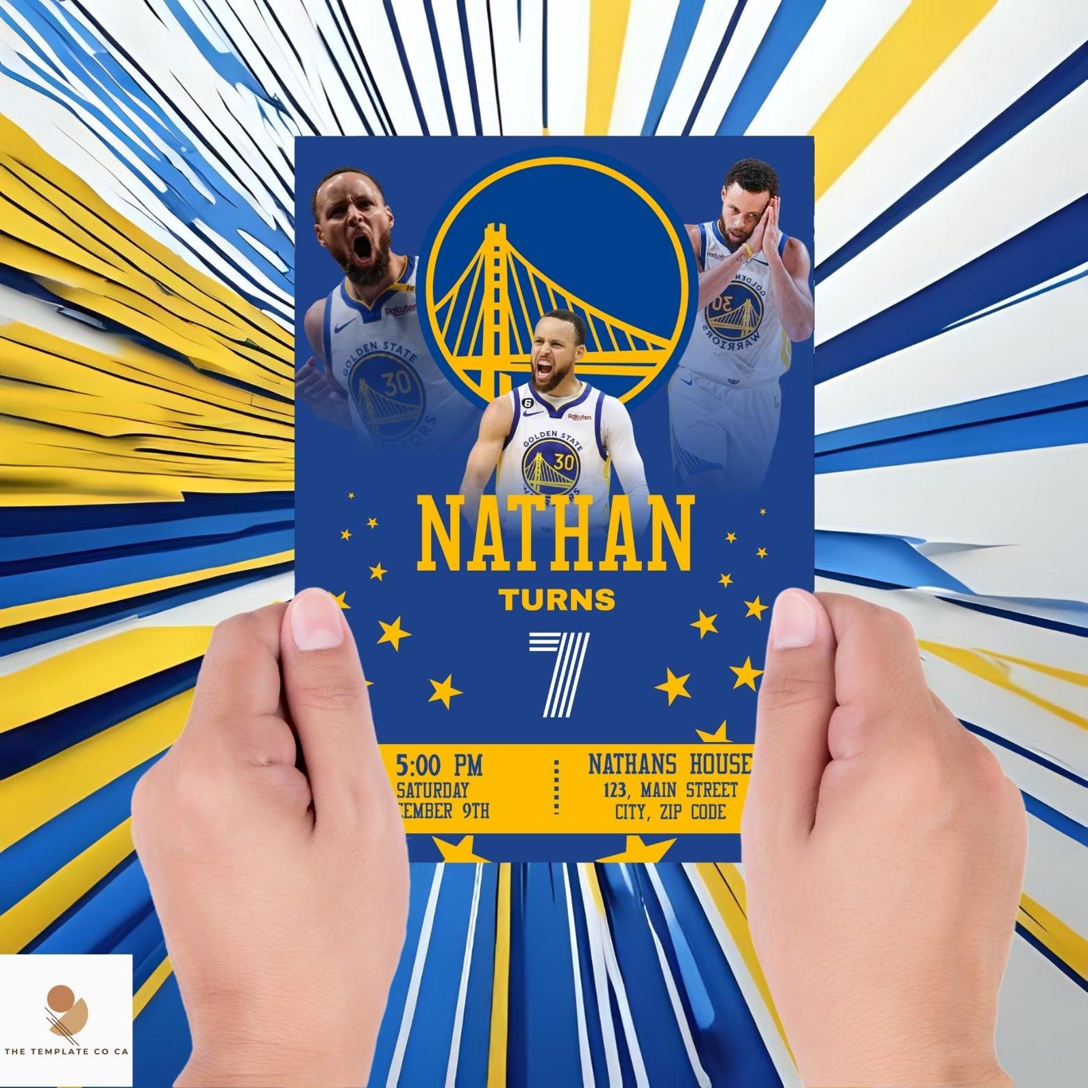 Stephen Curry Birthday Invitation: Golden State Warriors Party (digital ...