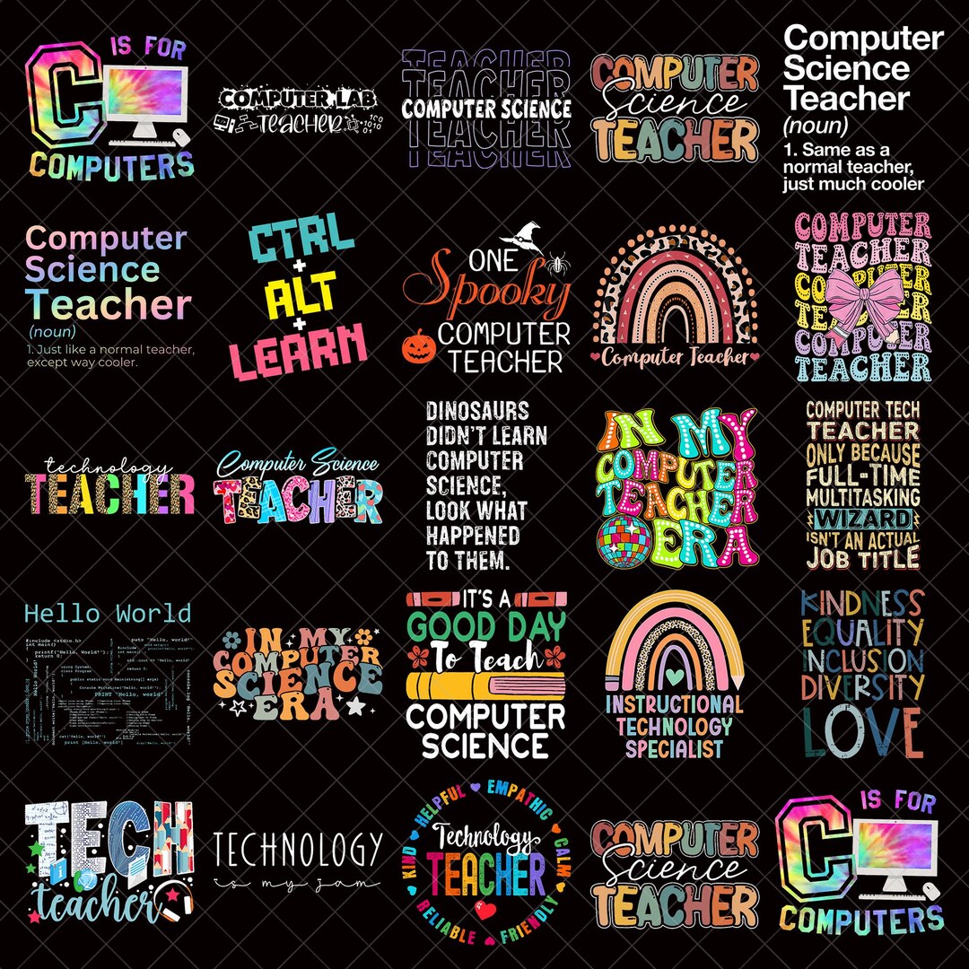 Computer Teacher PNG Bundle, Computer Science Teacher Digital Designs ...