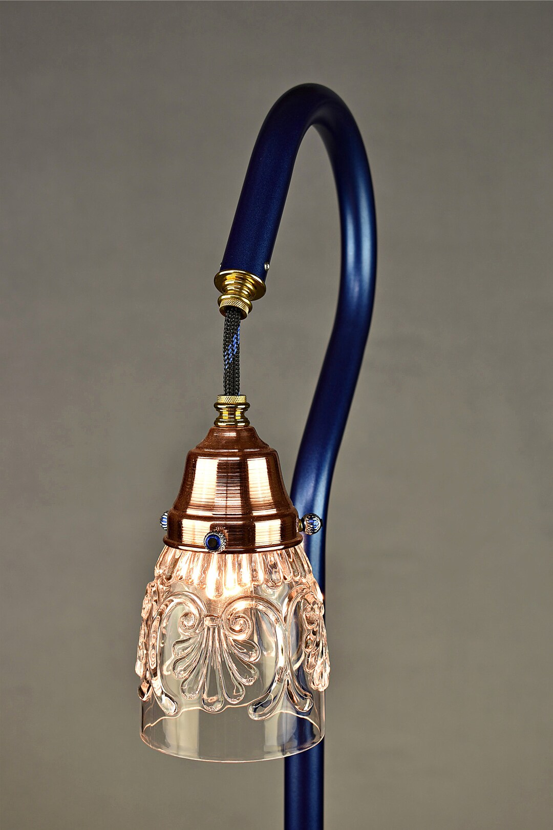 Midnight Moon Table Lamp Metallic Blue Finish Bohemian Lighting Design ...