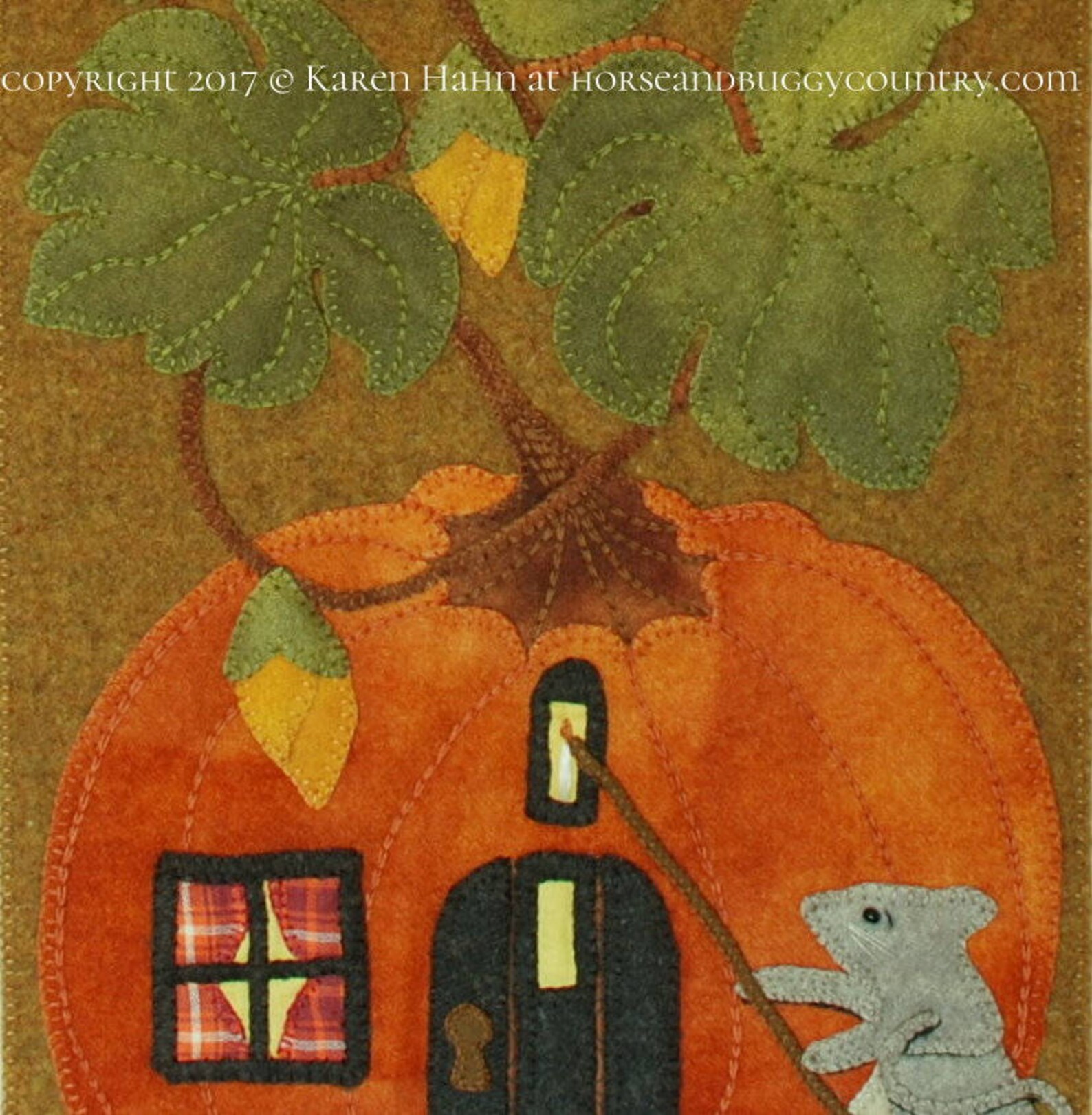 Wool Applique PDF E-pattern the Lamplighter in Pumpkin - Etsy