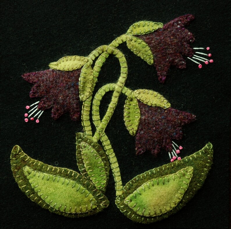 Wool Applique PDF E-pattern purple Forest Flowers - Etsy