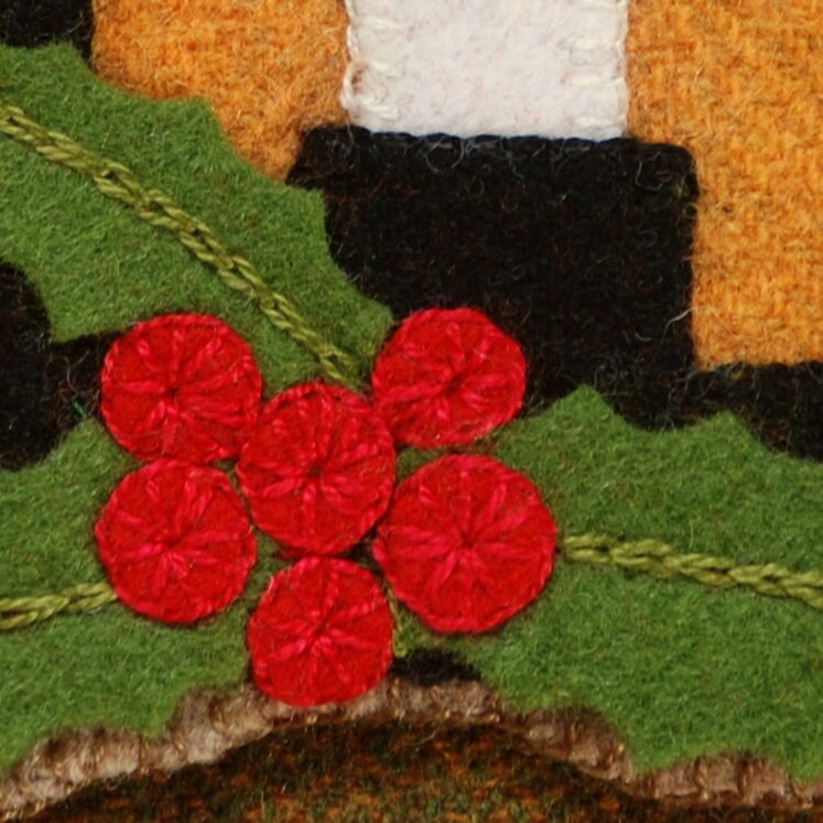 Wool Applique Pattern Kit Embroidery Candle Holly 6 1/2 | Etsy