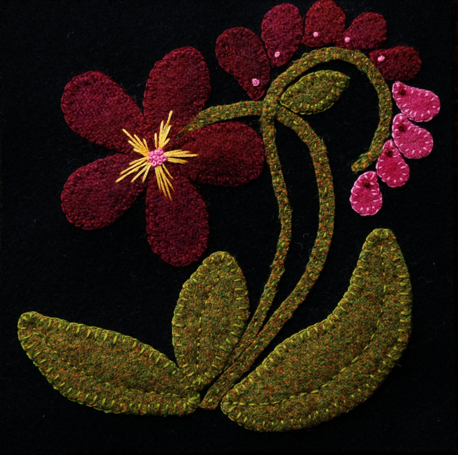 Wool Applique PATTERN &/or KIT red Forest Flower - Etsy