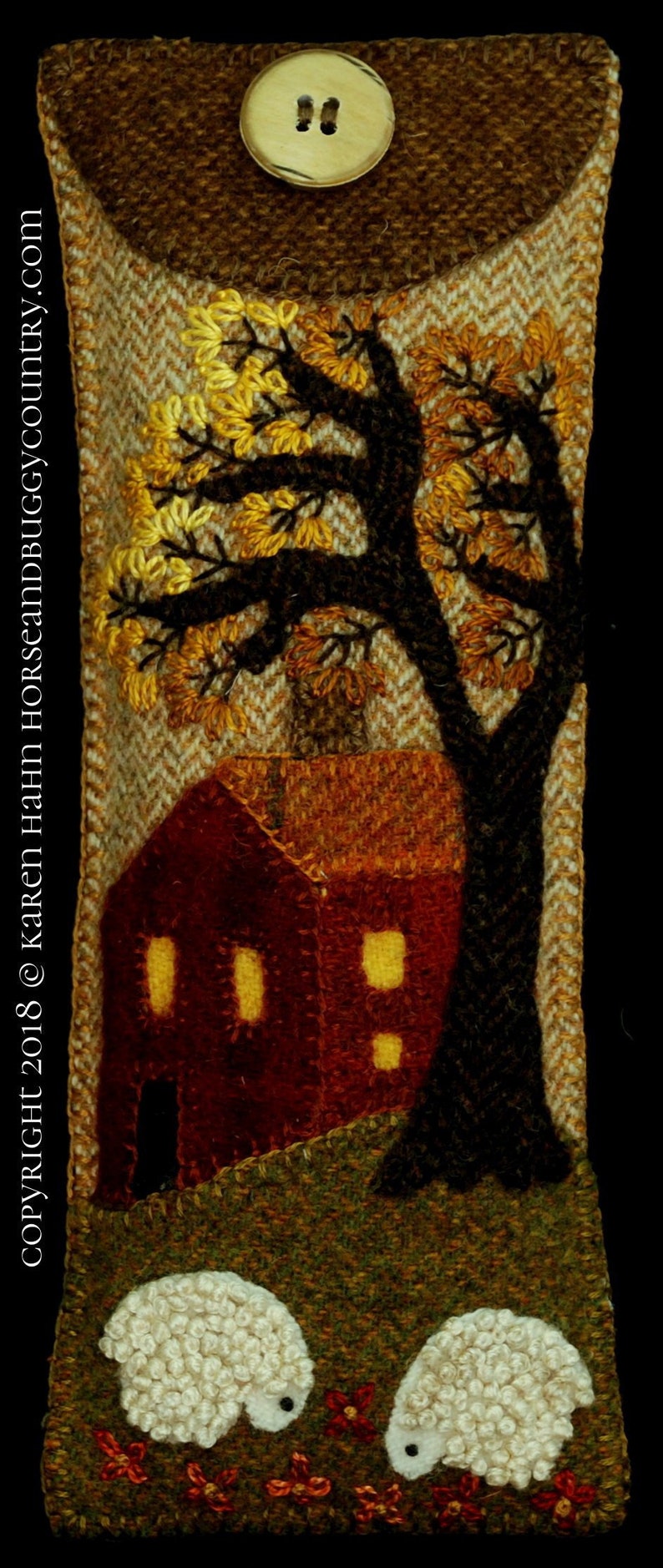 Wool Applique Kit Pattern Sheep Saltbox House Primitive A | Etsy