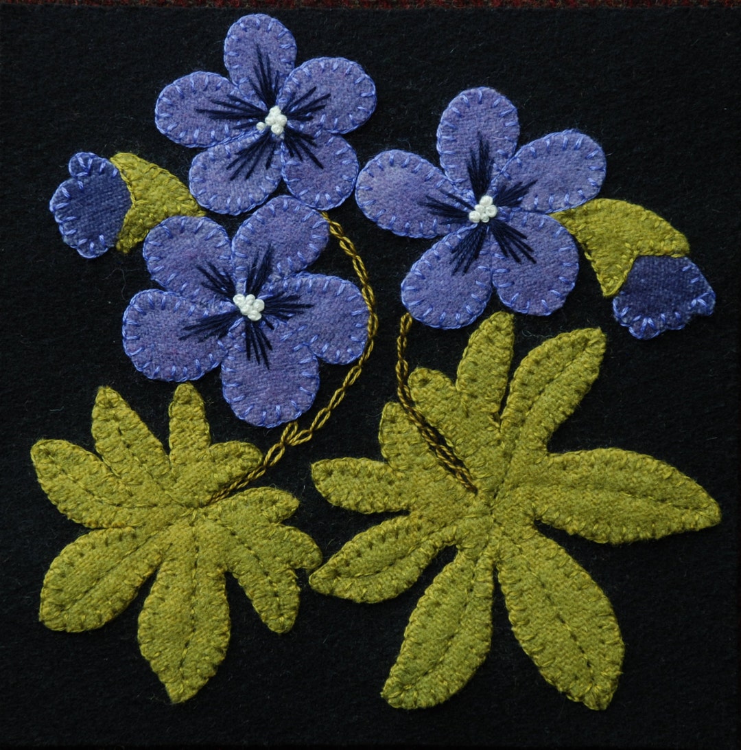 Wool Applique PATTERN &or KIT "wild Geraniums" 6x6 Block 1 of 24 in ...