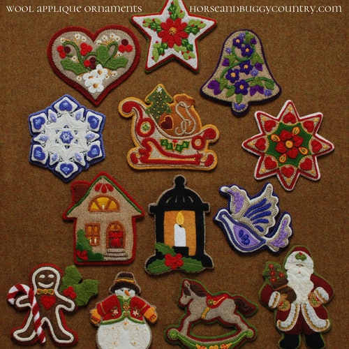 Wool Applique Pattern Kit Embroidery Christmas ALL 13 - Etsy