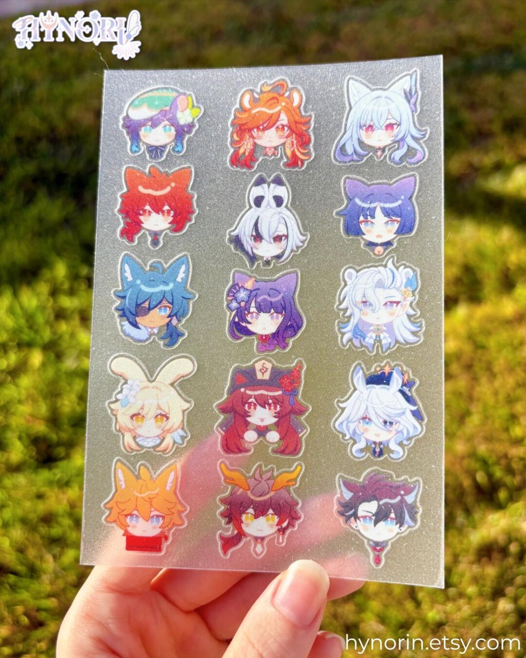 Genshin Impact Clear Glitter Sticker Sheet | Venti Diluc Kaeya Childe ...