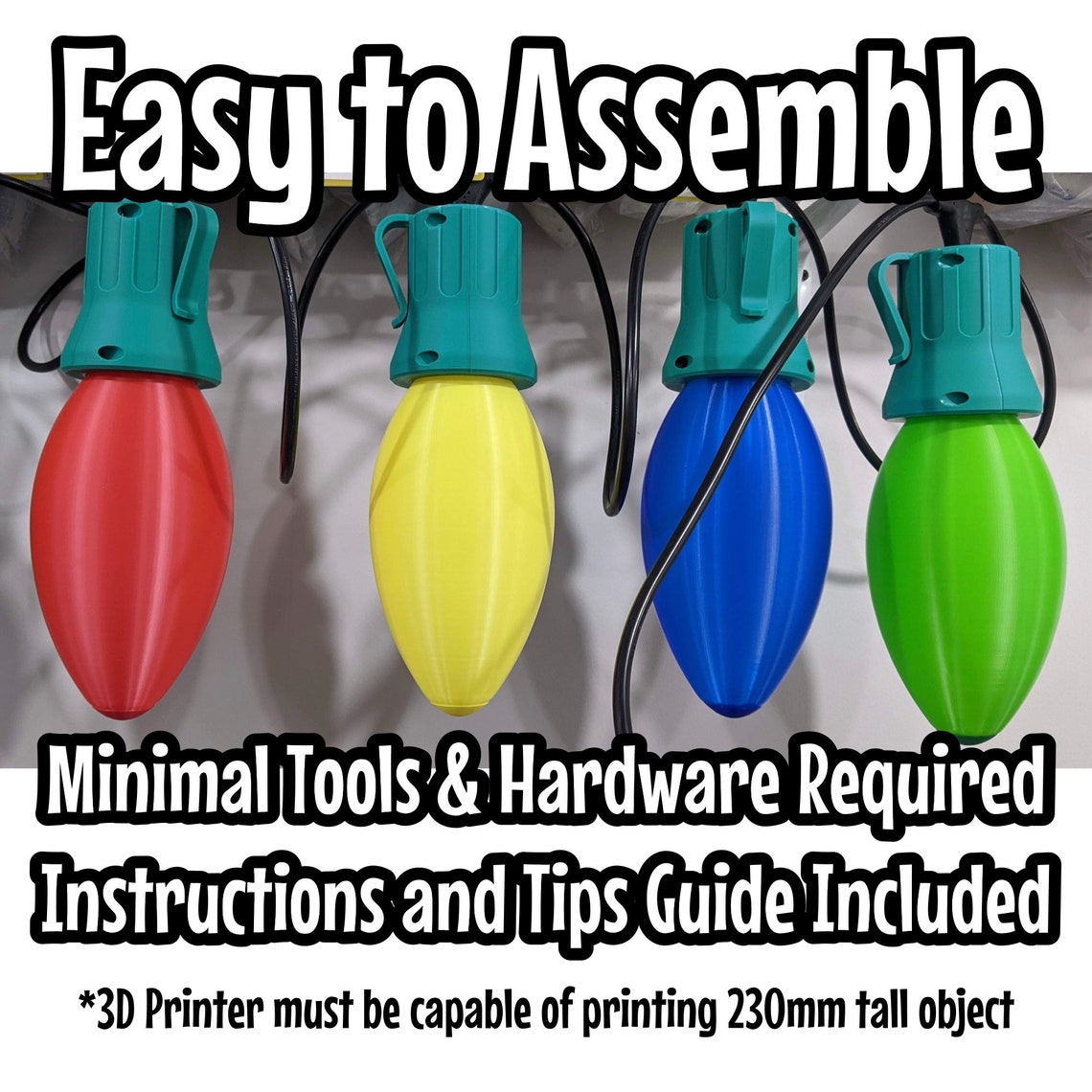 DIY XL Oversized Xmas Holiday Lights - 3D Printed - Download Files - Etsy