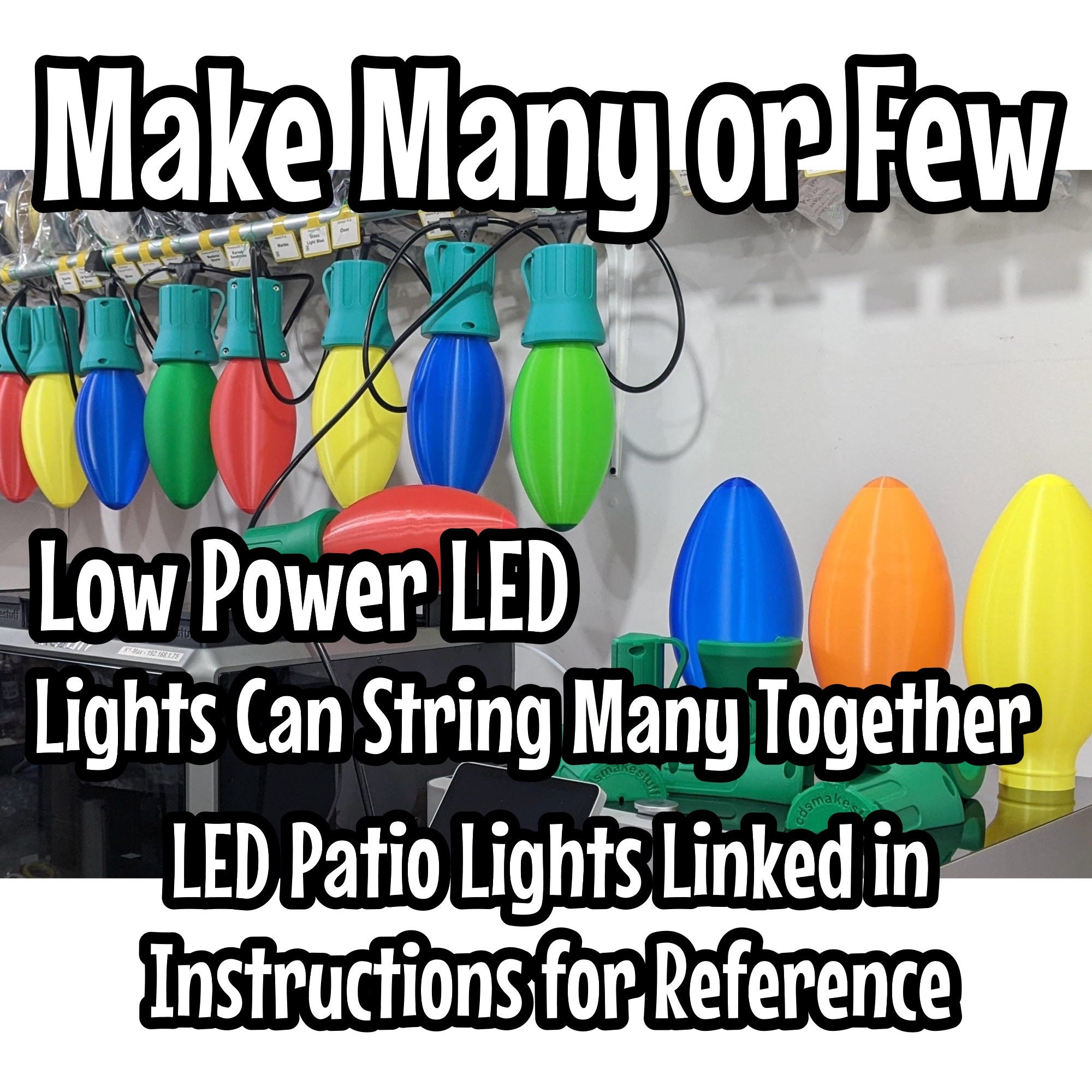 DIY XL Oversized Xmas Holiday Lights - 3D Printed - Download Files - Etsy