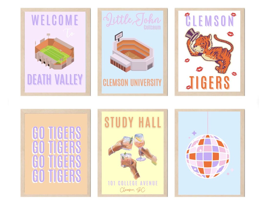 CUSTOM Clemson University Digital Wall Print Decor - 6 Prints - Etsy