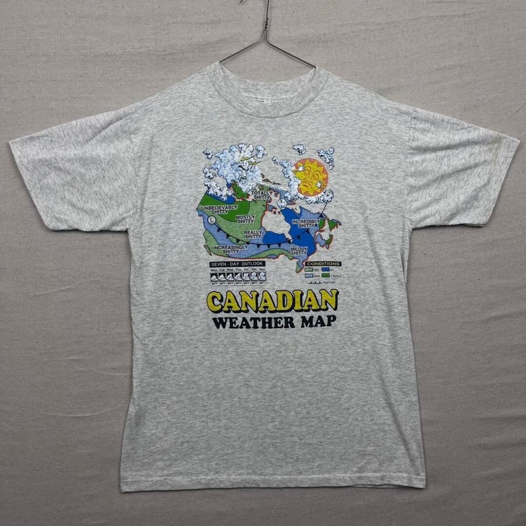 Vintage 90s EPI Canadian Weather Map Tee Shirt Humor Funny Single ...