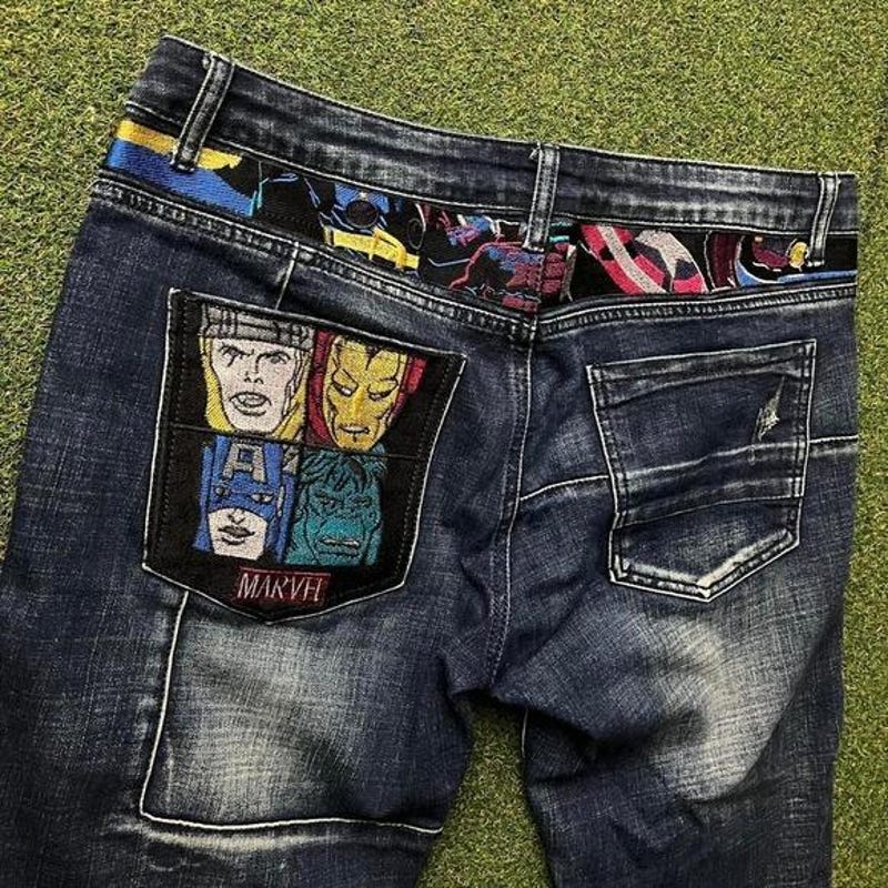 Embroidered Jeans Mens - Etsy