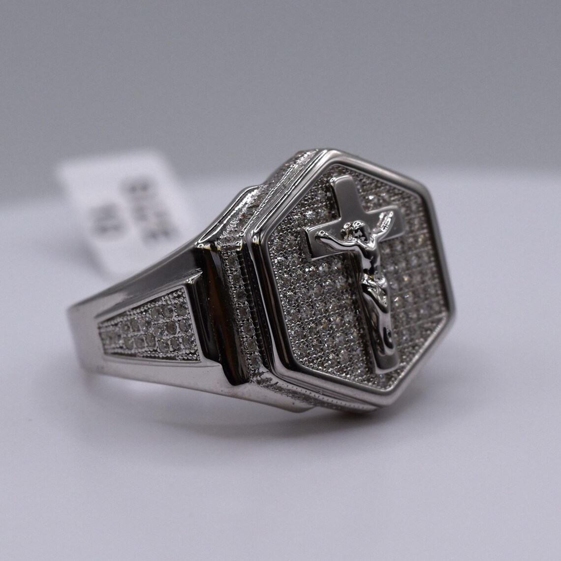Sterling Silver Christian Ring: Jesus Crucifix With CZ Accents - Etsy