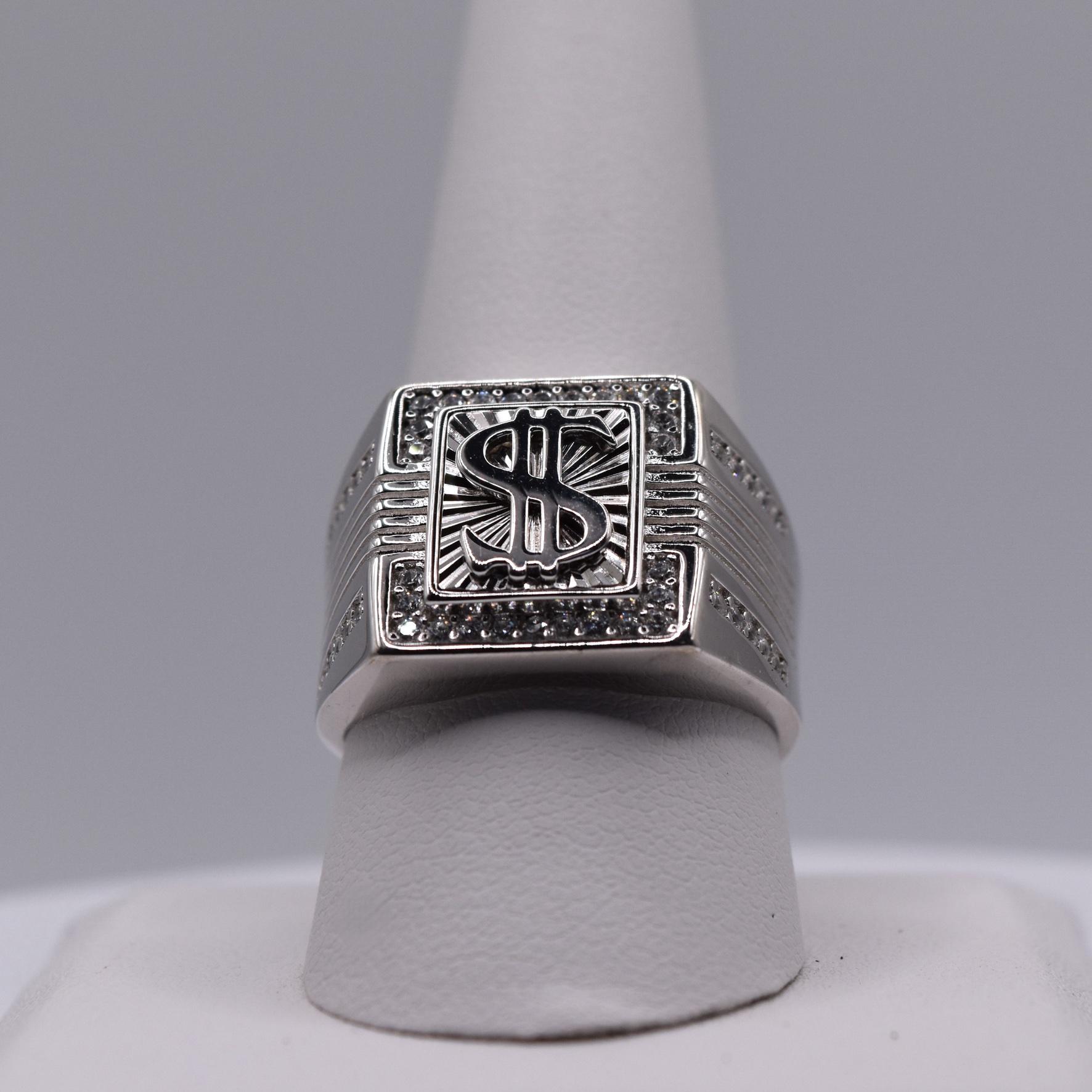 Mens Silver Signet Dollar Sign Hip Hop Jewelry Ring - Etsy