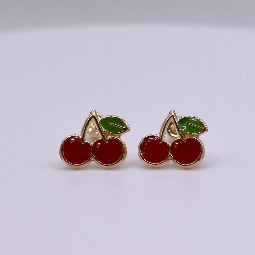 Cherry 14k Gold Nap Earrings - Flat Back Studs for All-day Comfort ...