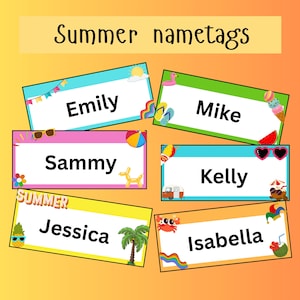 Editable Summer Name Tags – Printable Classroom or Party Labels - Etsy