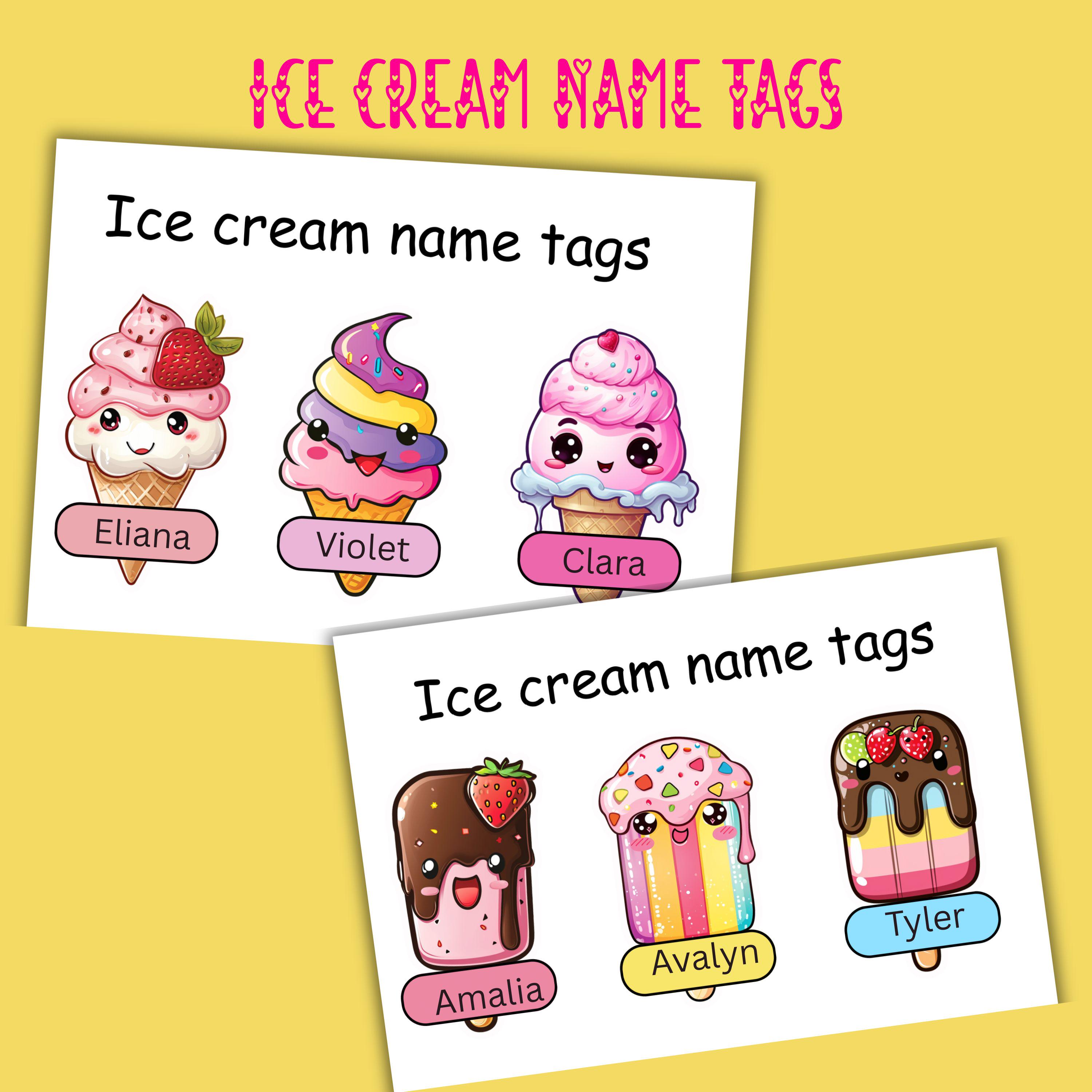 Ice Cream Name Tags – Printable Classroom or Party Labels - Etsy