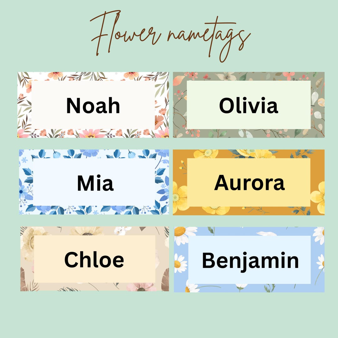 Editable Flower Name Tags – Printable Classroom or Party Labels - Etsy