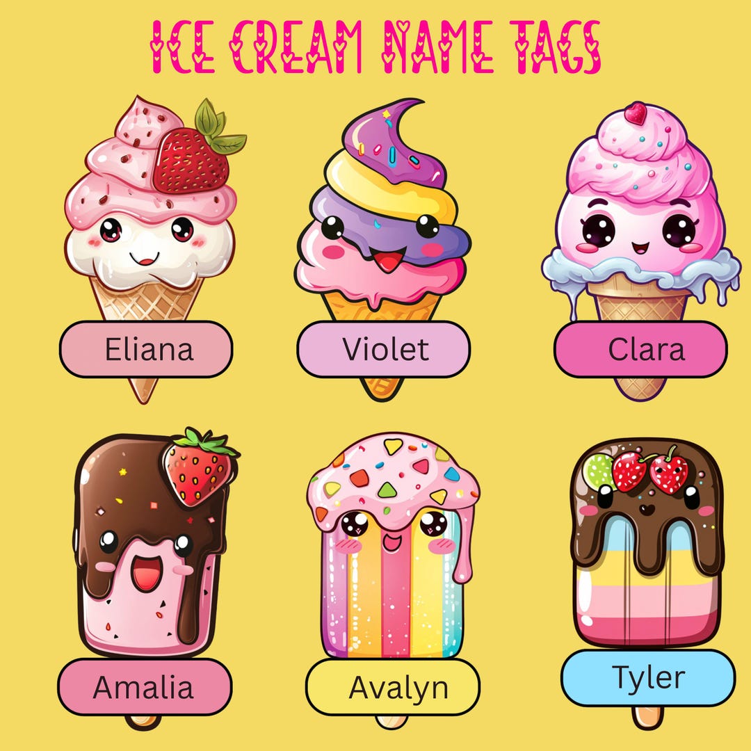 Ice Cream Name Tags – Printable Classroom or Party Labels - Etsy