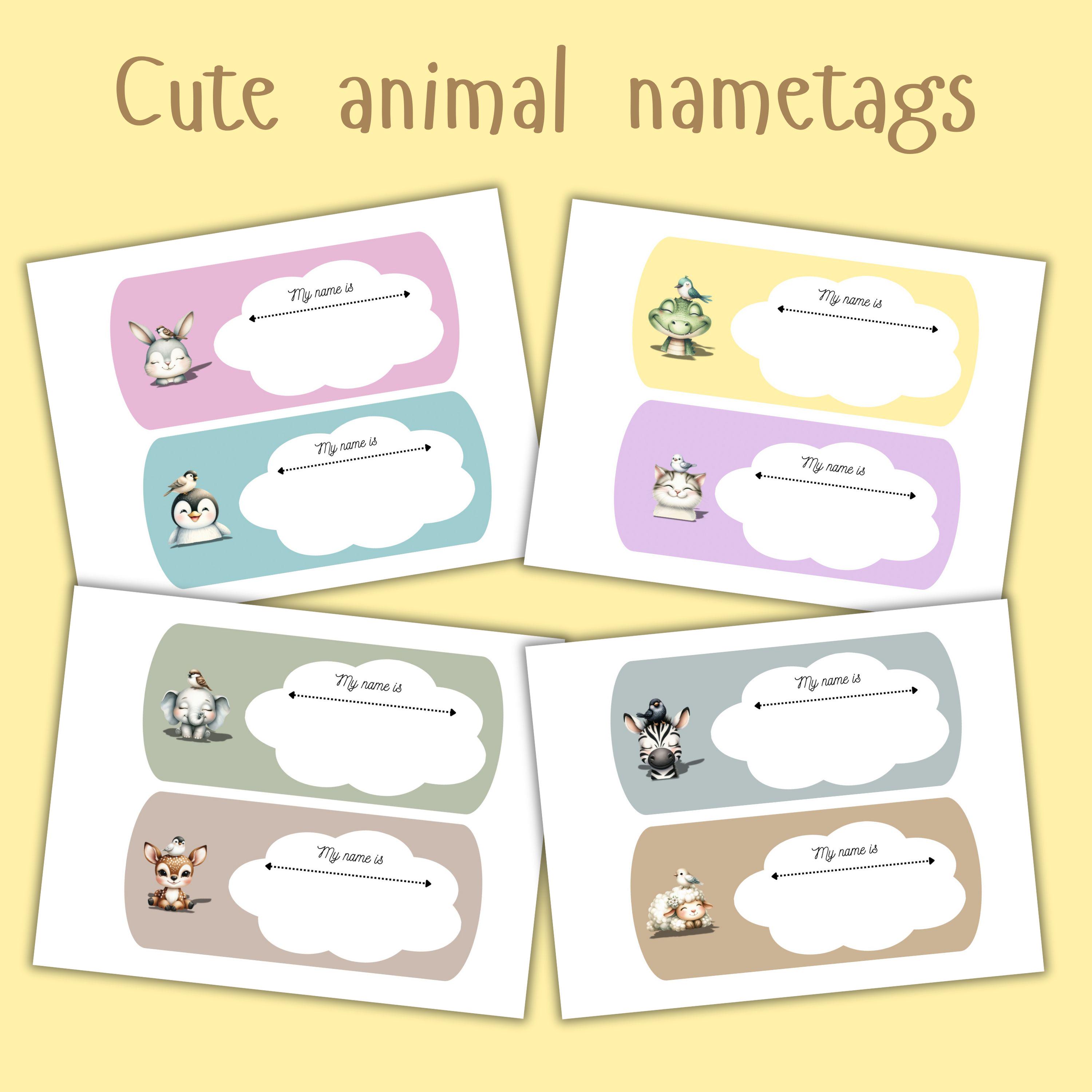 Cute Animal Name Tags – Printable Classroom or Editable Name Labels ...
