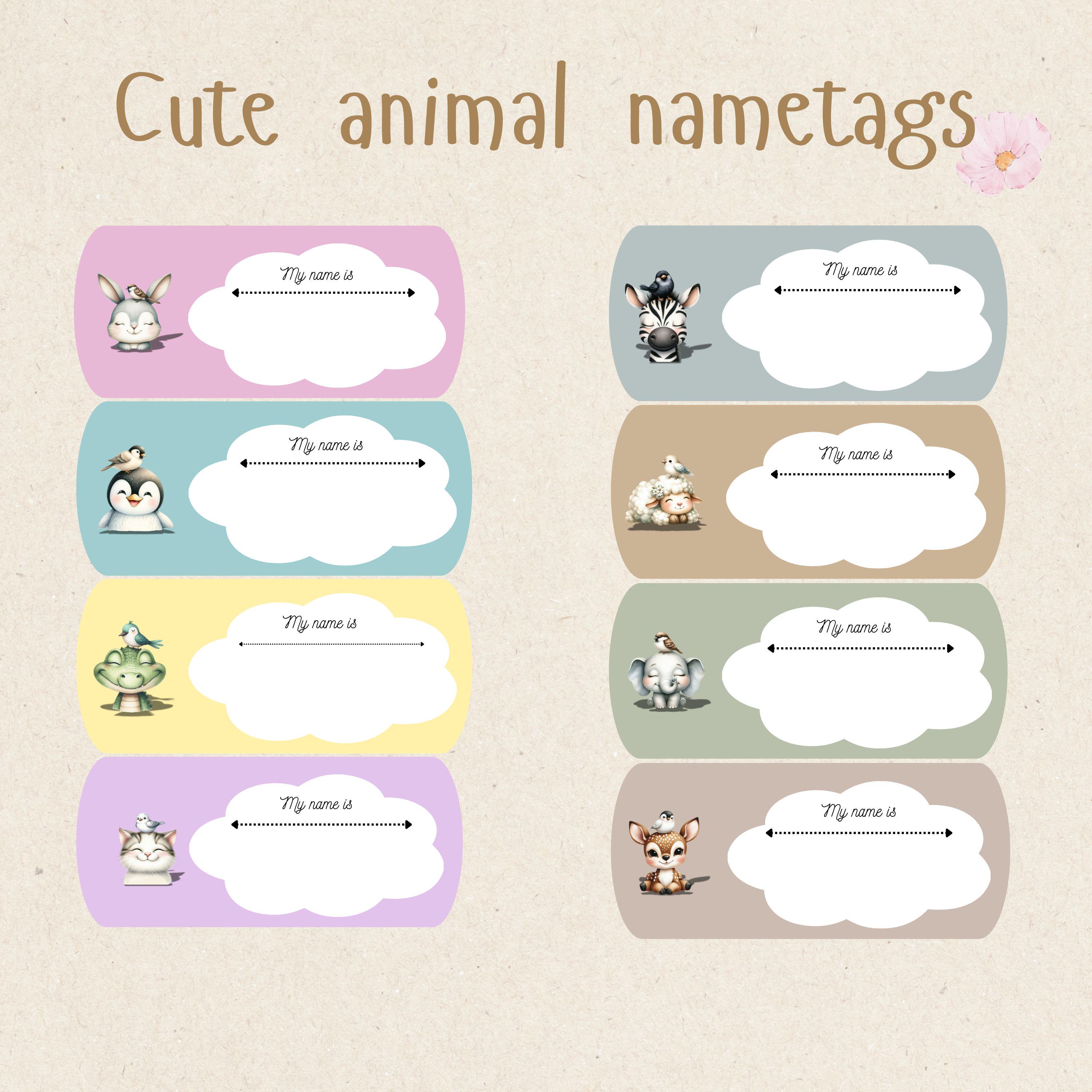 Cute Animal Name Tags – Printable Classroom or Editable Name Labels ...