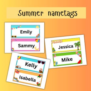 Editable Summer Name Tags – Printable Classroom or Party Labels - Etsy