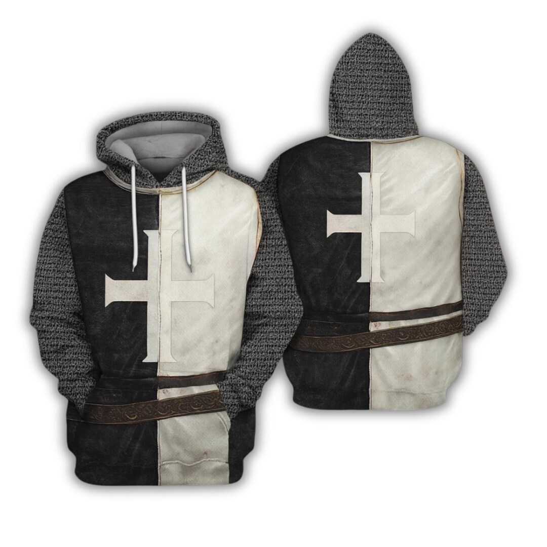Knights Templar 3D Armor Hoodie – Medieval Crusader Chainmail Print ...