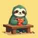 2500+ Funny Sloth Drinking Coffee PNG – Lazy Day Cartoon Clipart – Cute ...