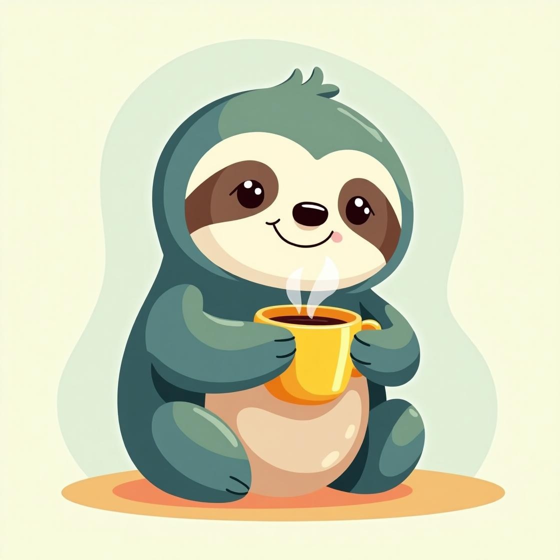 2500+ Funny Sloth Drinking Coffee PNG – Lazy Day Cartoon Clipart – Cute ...